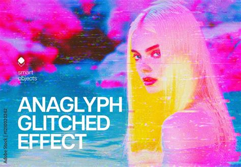 Anaglyph Glitched Photo Effect Mockup Stock Template Adobe Stock