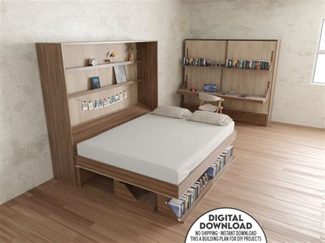 Diy Murphy Bed Plan With Desk And Shelves Plan To Build A Murphy Bed