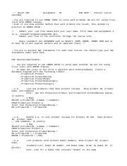 Assignment06 Sql BusIT 103 Calendar Assignment 6 DUE DATE