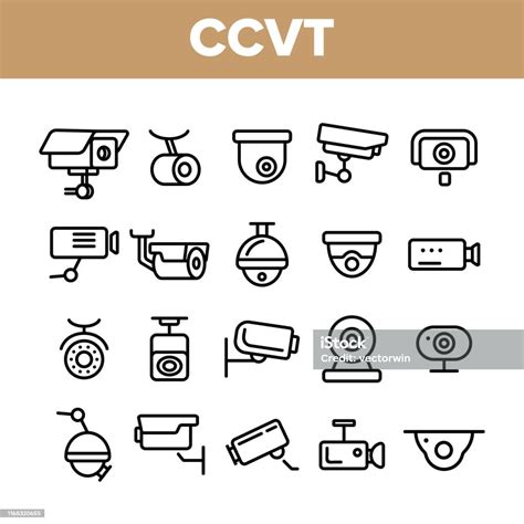 감시 카메라 Cctv 선형 아이콘 벡터 세트 감시에 대한 스톡 벡터 아트 및 기타 이미지 감시 가정용 캠코더 상징