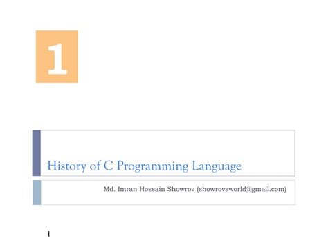 Lecture 1 History Of C Programming Ppt Programming Languages