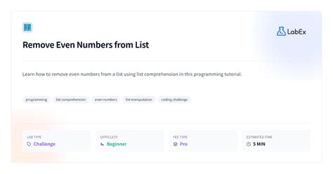 Remove Even Numbers From List Labex