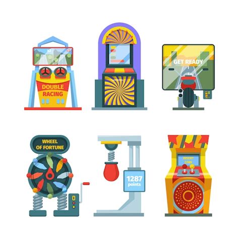 Premium Vector Arcade Game Machine Set Illustration