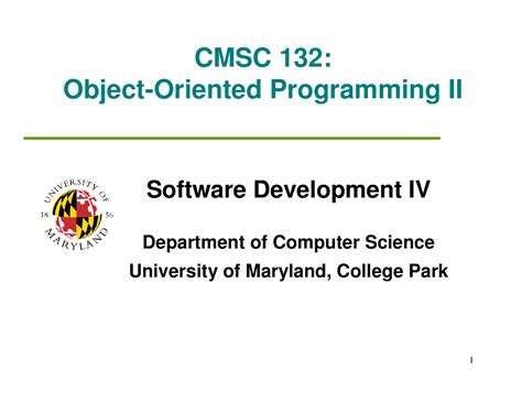 Software Development Iv Object Oriented Programming Ii Notes Cmsc 132 Docsity