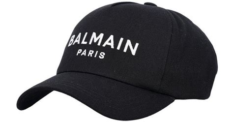 Balmain Logo Embroidery Baseball Cap In Black For Men Lyst