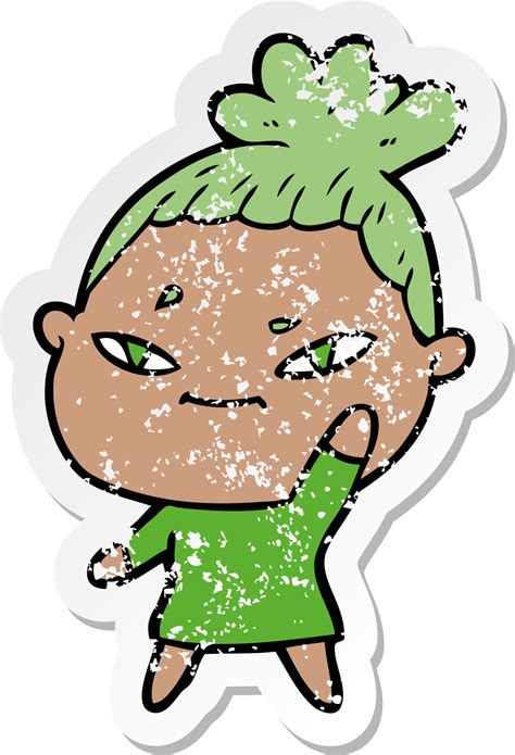Autocollant En Détresse Dune Femme De Dessin Animé 45124271 Png