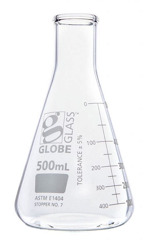 Glass 500 Ml Capacity Ml Erlenmeyer Flask 793vz78400500 Grainger