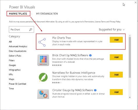 Power BI Desktop Pie Chart Tree