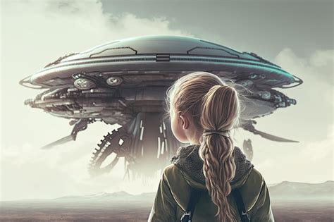 Premium Photo Mysterious Invader In The Sky Girl Lost In Thought Over