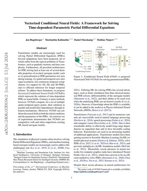 vectorized conditional neural fields a framework for solving time dependent parametric partial
