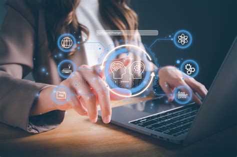woman using technology smart robot ai artificial intelligence by enter
