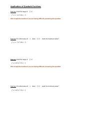 Exploring Quadratic Functions In Real World Scenarios Course Hero