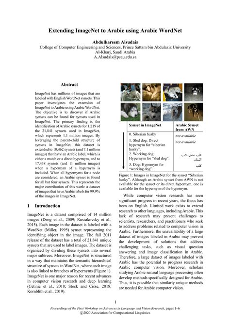 Pdf Extending Imagenet To Arabic Using Arabic Wordnet