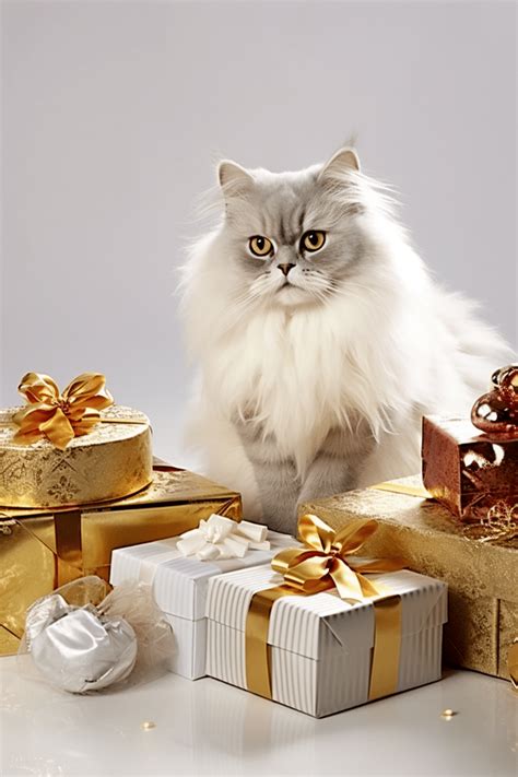 명절 귀엽다 경사 일러스트 Png 선물 들고 고양이 이미지 벡터 Psd 파일 Pngtree