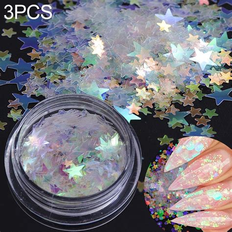 3 Pcs 카멜레온 컬러 스팽글 네일 아트 글리터 플레이크 Uv 젤 장식 도구 Ab02