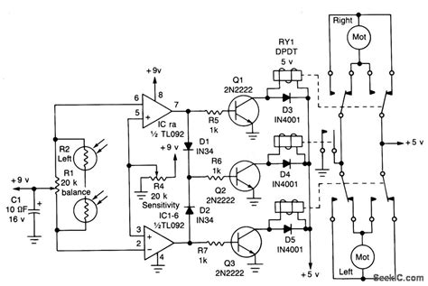 LIGHT SEEKING ROBOT Basic Circuit Circuit Diagram SeekIC