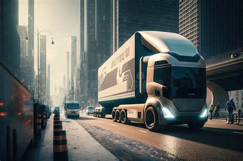 Autonomous Cargo Truck Transporting Goods Through Crowded Metropolis