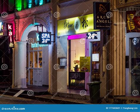 Neon Signage Of A 24 Hour Massage Spa Massage Parlour In Seah Street