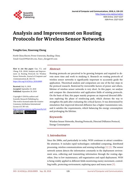 Pdf Analysis And Improvement On Routing Protocols For Wireless Sensor