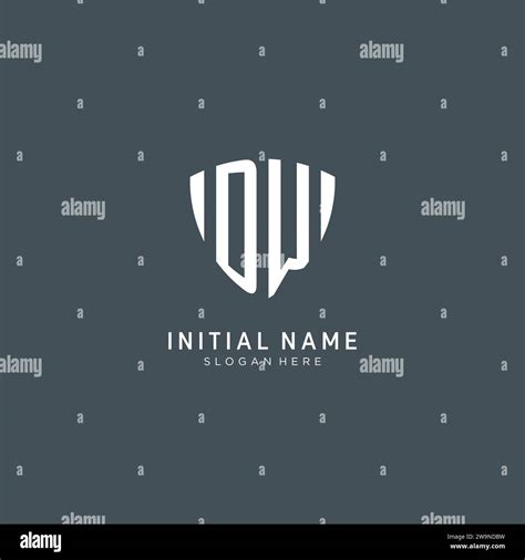 Initials Dw Logo Shield Guard Shape Creative Logo Design Concept Vector Graphic Stock Vector