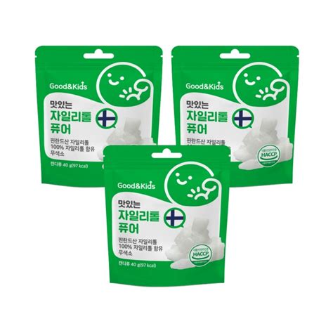 소비기한250409내츄럴플러스 굿앤키즈 맛있는 자일리톨 퓨어 40g X 3봉