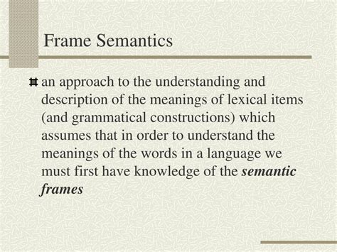 Ppt Framenet Semantic Classification And Syntagmatic Information Powerpoint Presentation Id