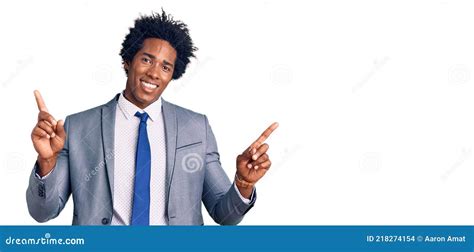 Handsome African American Man With Afro Hair Wearing Business Jacket
