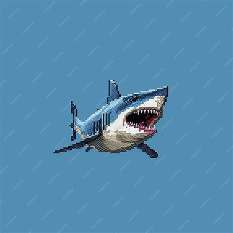 Premium Ai Image Shark Pixel Art On Solid Background