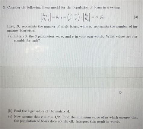Solved Consider The Following Linear Model For The Chegg