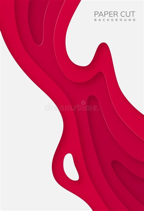 Abstract Paper Cut Red Topography Pattern With Wavy Layers Stock Vector
