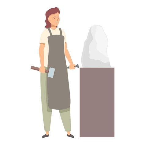 Premium Vector Female Sculptor Holding Hammer And Chisel Creating