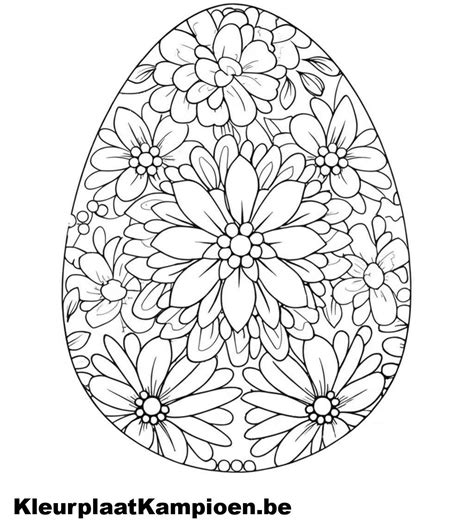 Kleurplaat Pasen Paasei Met Bloemenpatroon Gratis Kleurplaten Voor