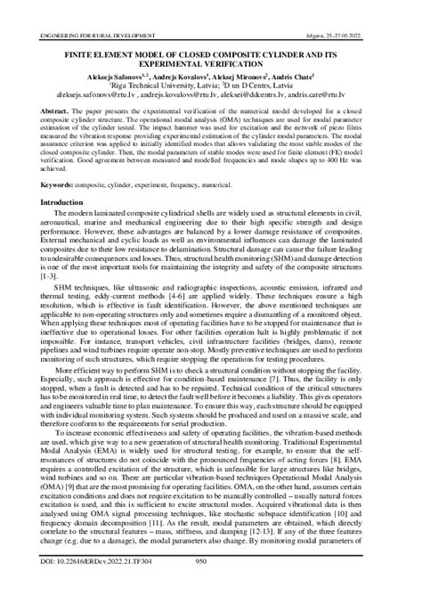 Pdf Finite Element Model Of Closed Composite Cylinder And Its