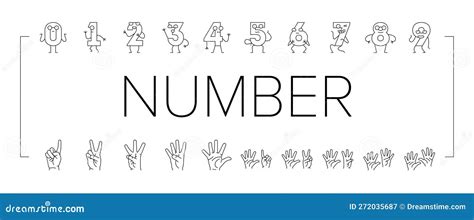 Number Character Cute Icons Set Vector Stock Vector Illustration Of