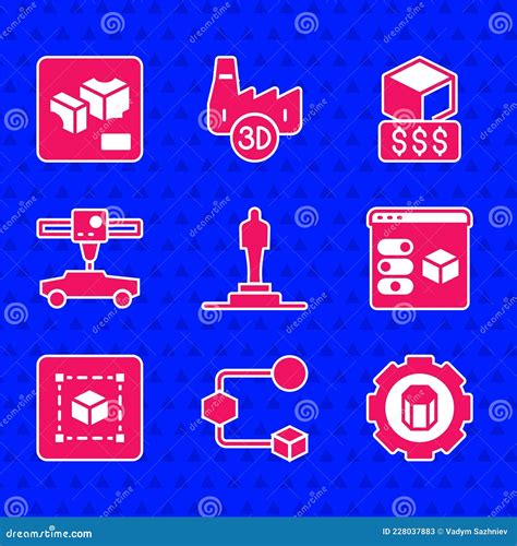 Set 3d Printer Model Isometric Cube Setting Geometric Figure Cube Car Services And Icon