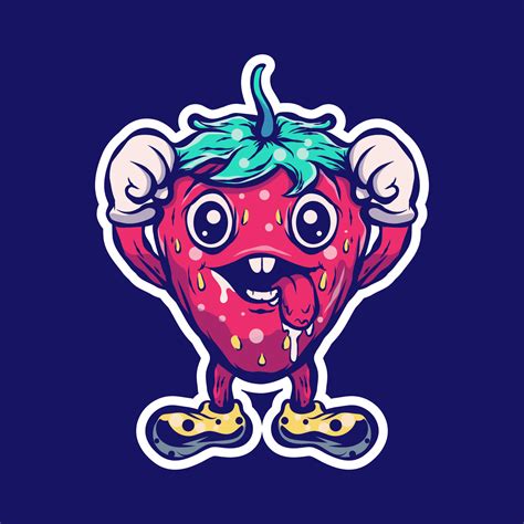 Cute Strong Strawberry 10822855 Vector Art At Vecteezy