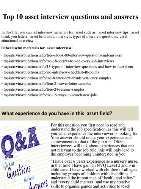 Top 10 Asset Interview Questions And Answerspptx Interview Job