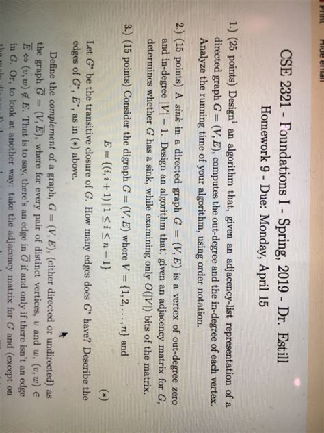 Solved Cse 2321 Foundations I Spring 2019 Dr Estill