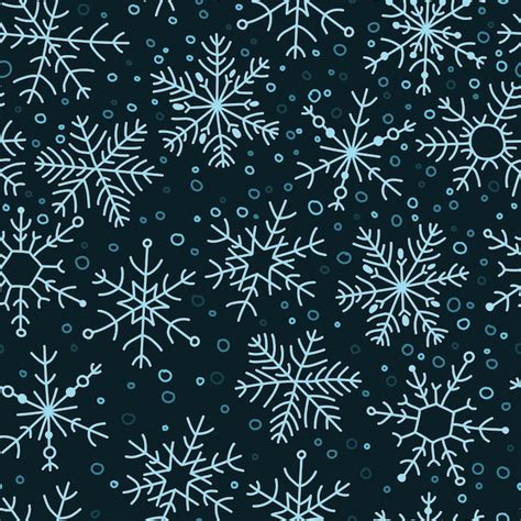 Premium Vector Blue Snowflake Simple Hand Drawn Vector Seamless Pattern New Year Christmas