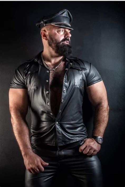 髭胸熊玉ちゃん Scruffy Men Hairy Men Bearded Men Mens Leather Shirt Leather Jacket Men Leather