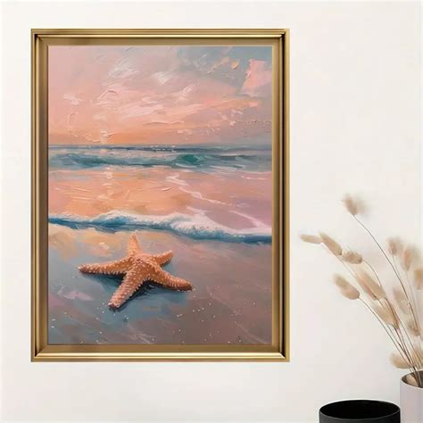해변 풍경 캔버스 그림 해안의 불가사리 프레임리스 가정 사무실 거실 침실을 위한 장식 벽 예술 축제 선물 Temu