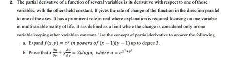 the partial derivative of function of several variables is its