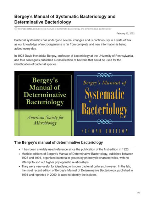 Bergeys Manual Of Systematic Bacteriology And Determinative