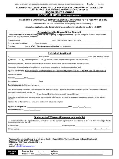 Fillable Online Local Government Act 1993 Sect 303 Declaration Of