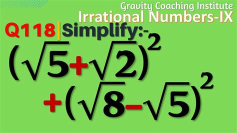 Q118 Simplify 5 2 2 8 5 2 Root 5 Root 2 Whole Square Root 8 Root 5 Whole