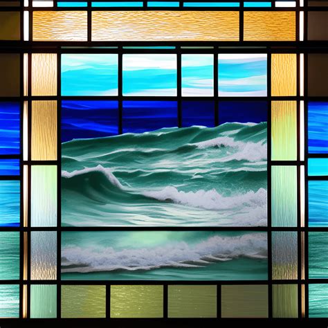Stained Glass Ocean Waves · Creative Fabrica