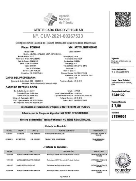 Emisión del Certificado Único Vehicular ANT en línea
