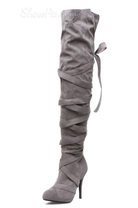 Elegant Suede Cross Strap Over Knee High Boots