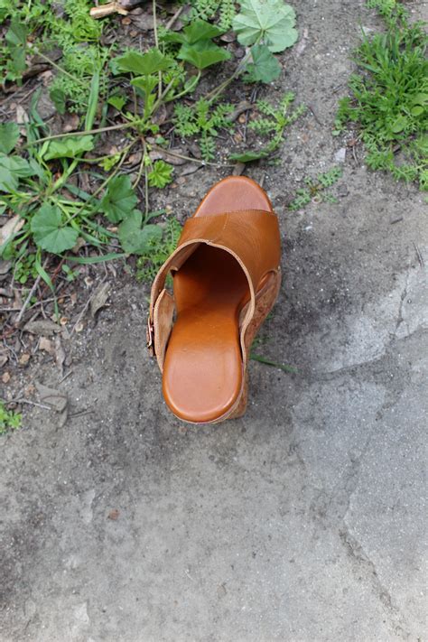 Wedge Heel Sandals Black High Heels Wooden Clogs Slingback Cork