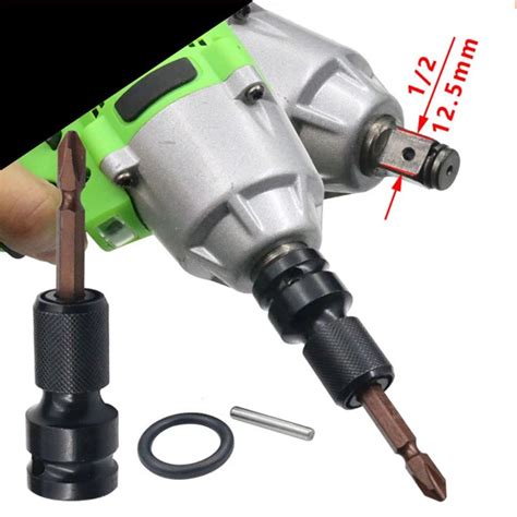 1 2 To 1 4 Hex Shank Adaptor Quick Release Impact Driver Electric Wrench Conversion Kit Quick